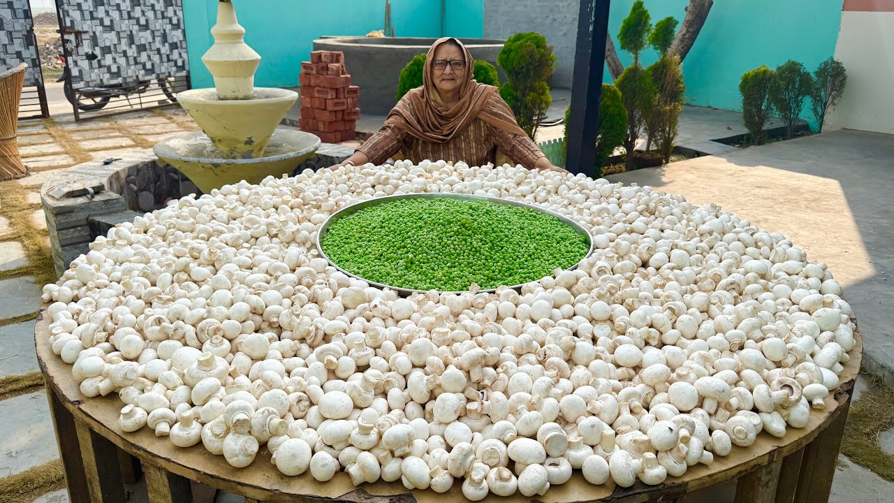 Grandma made 100 kg of restaurant-style mushroom masala outdoors