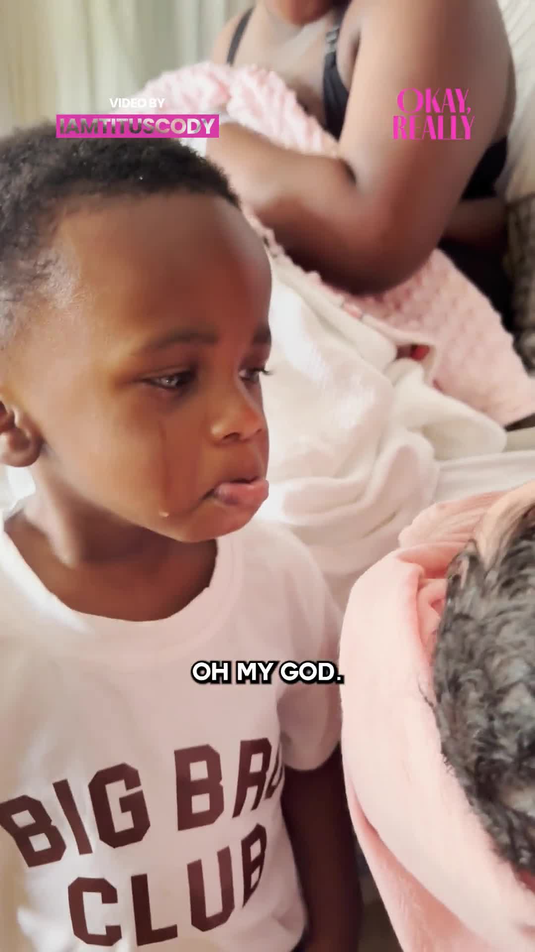 Little boy melts hearts meeting his baby sister