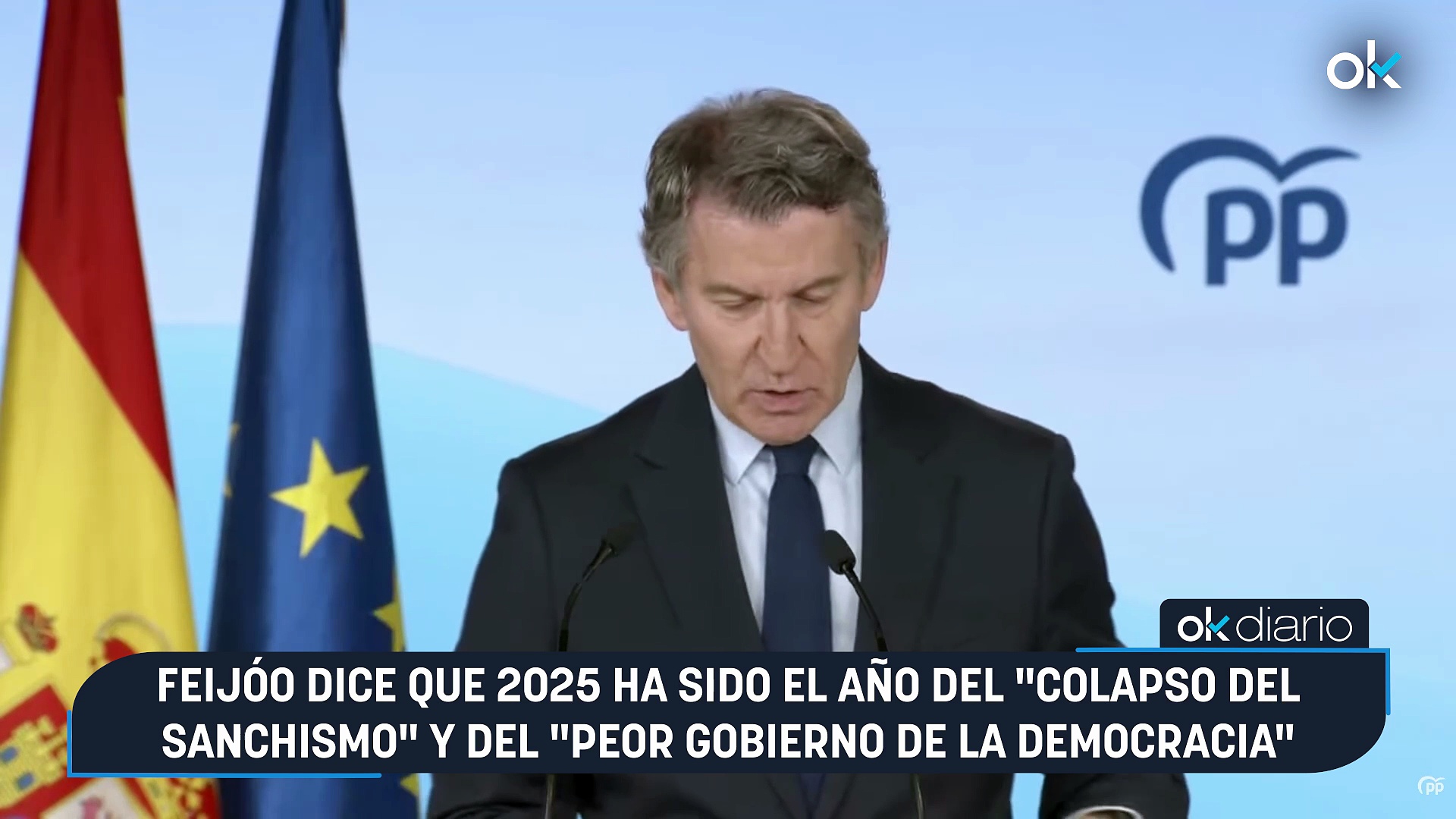 Feijóo dice que 2025 ha sido el año del colapso del sanchismo y del ...