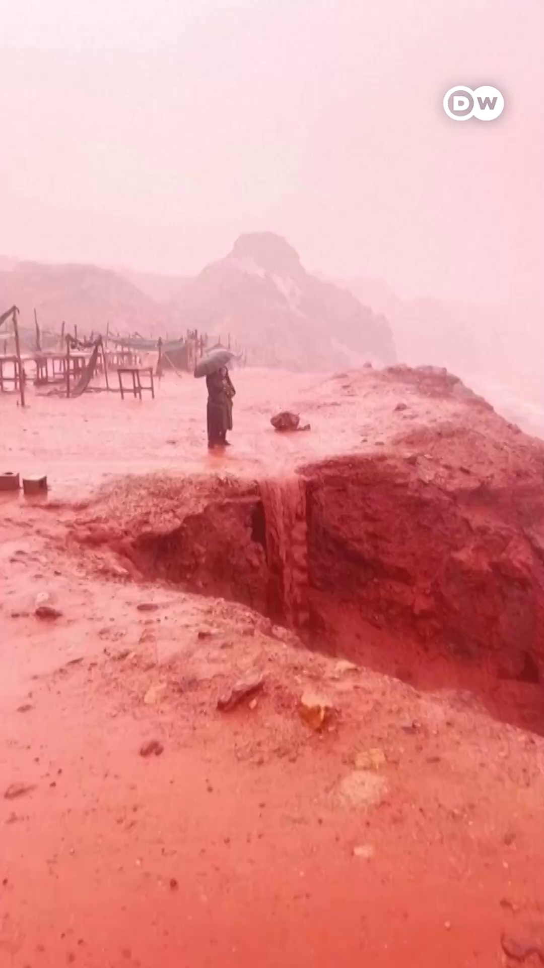 Rain turns Iran's beach red