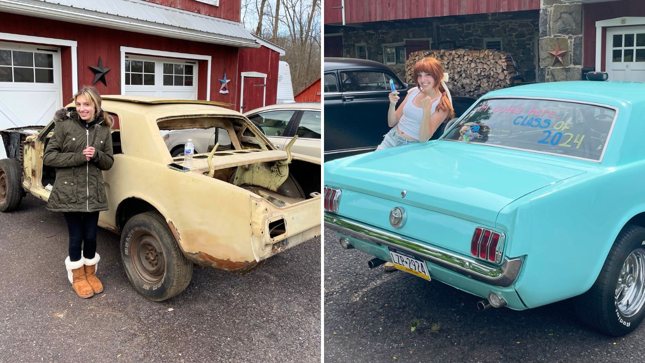 Daughter who asked to rebuild shell of a Mustang as a kid completes ...