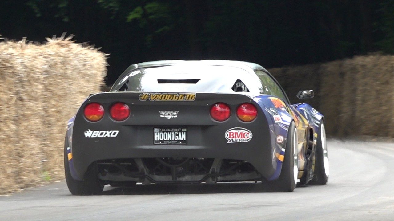 V8 race car speeding on the track