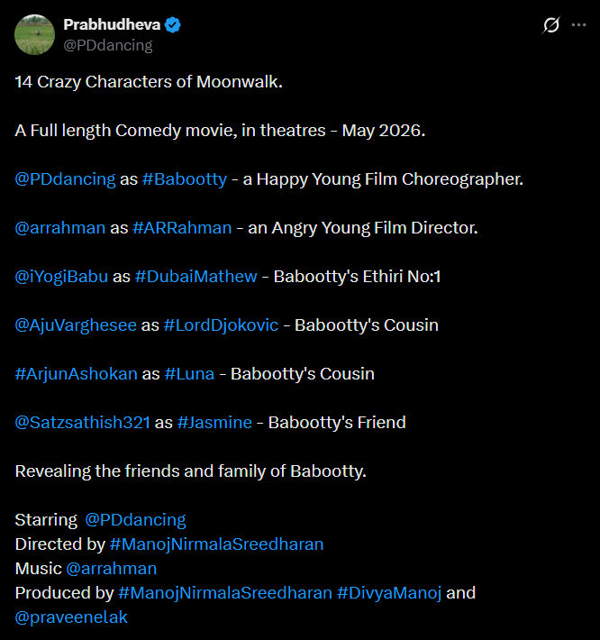 Prabhudheva unveils Moon Walk character posters, teases 14 crazy roles