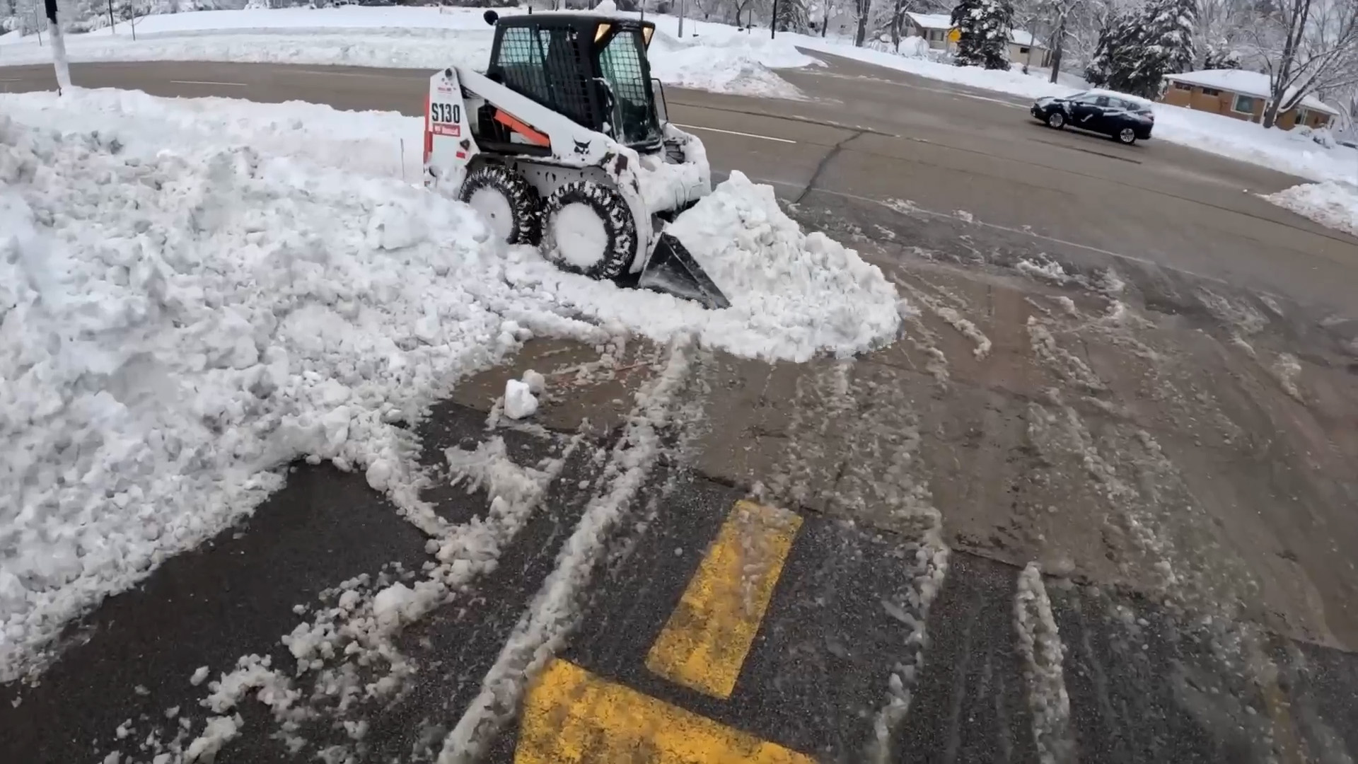The crew comes together to clear the snow