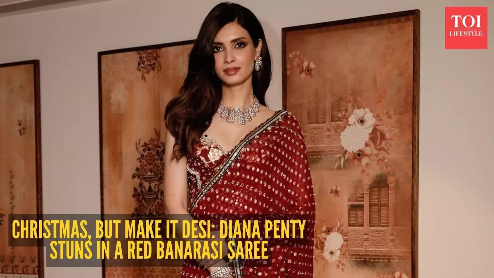 Forget gowns, Diana Penty’s sindoori red Banarasi saree is our party ...