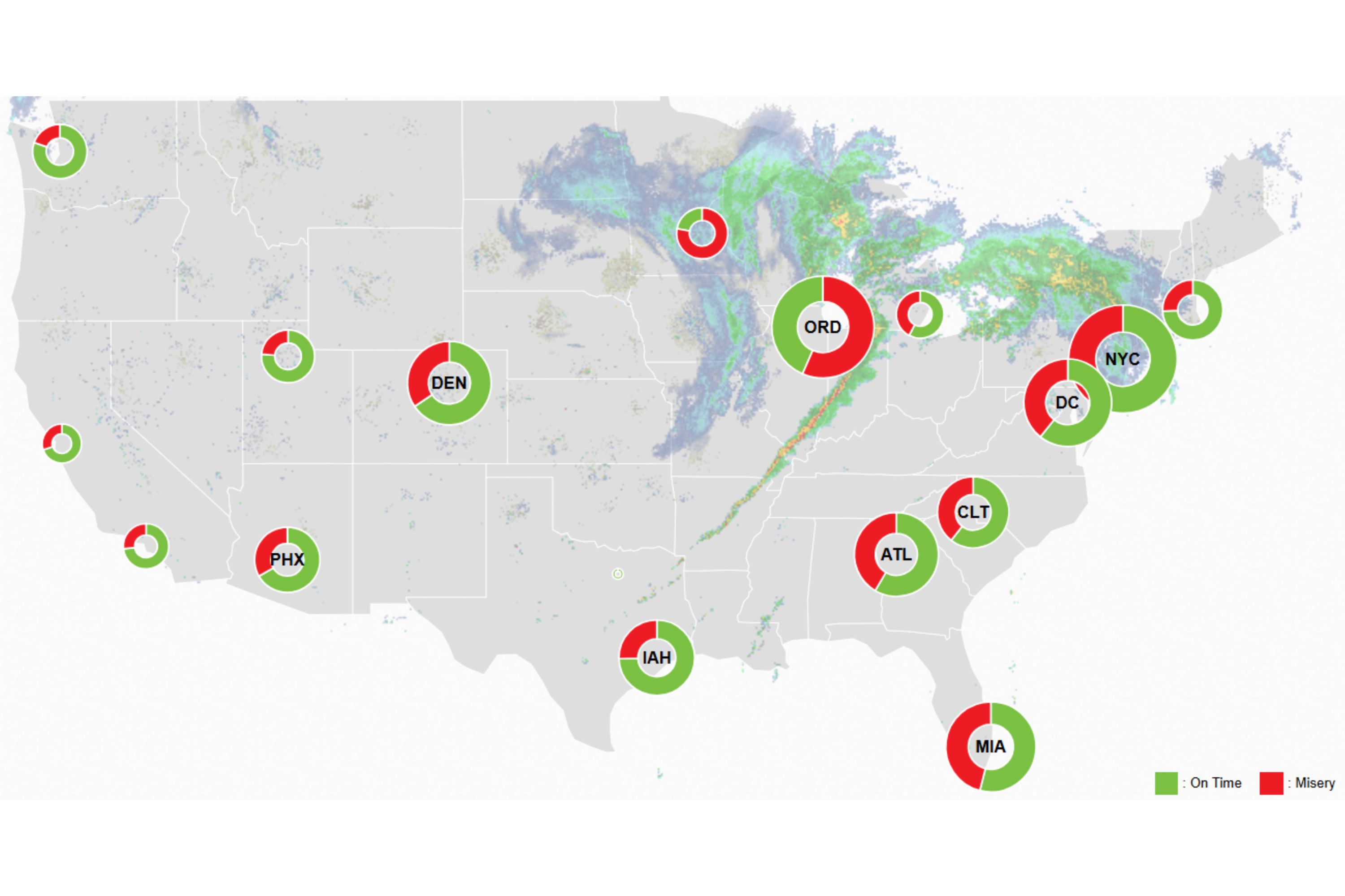 Flight delay misery maps show worst impacted airports amid weather alerts