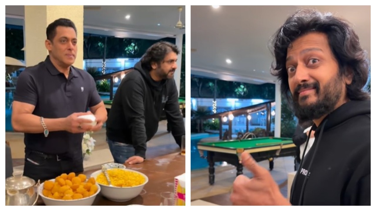 Salman Khan serves bhel puri to Riteish and Genelia on 60th birthday. Video