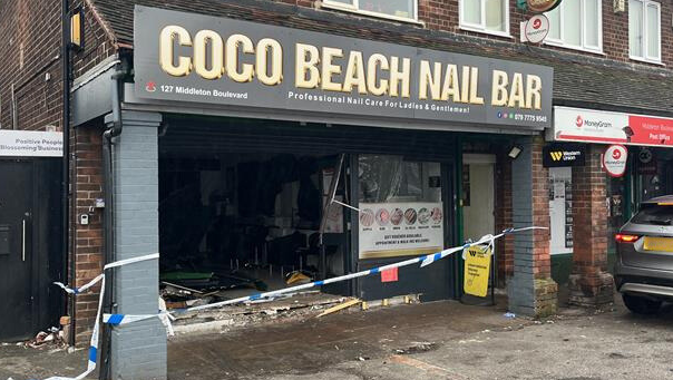 Nail bar damaged as car crashes into building