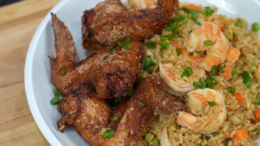 Chinese take-out style chicken wings & fried rice recipe