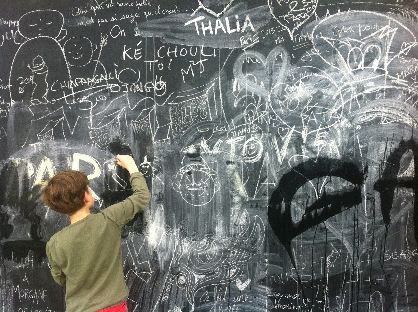 I let my kids draw on the walls in one room and it's their favorite ...