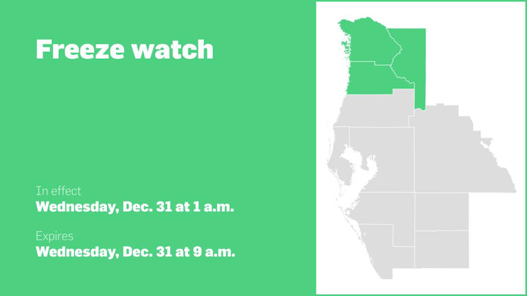 Freeze watch issued for Central West Florida for Wednesday ...