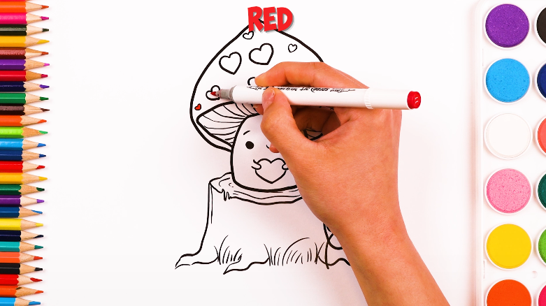 Learning color names through a mushroom drawing