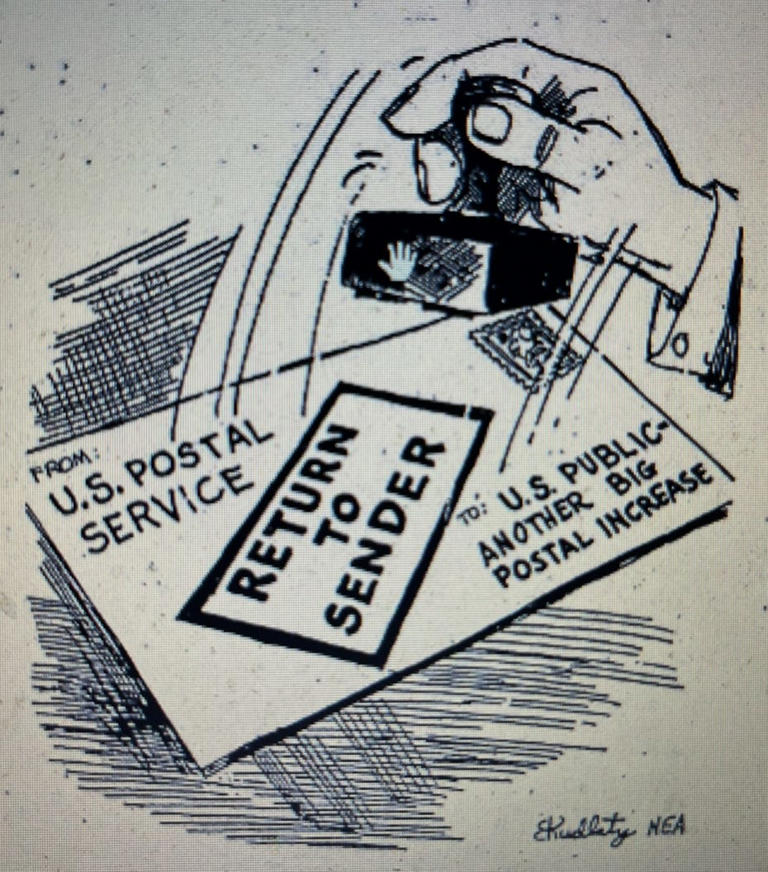 'Cost of postage is soaring.' Canton laments 3-cent increase in 1975