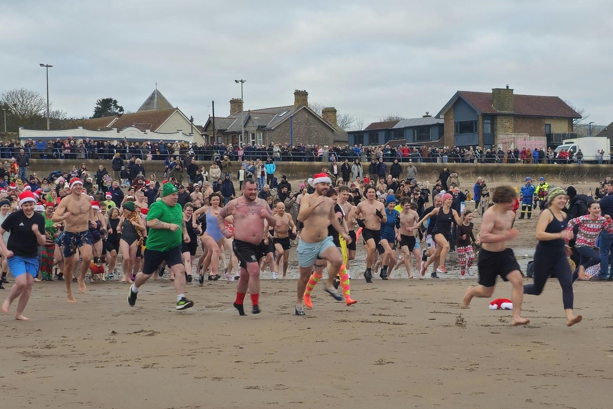 Another excellent turnout for the Boxing Day dip in Spittal