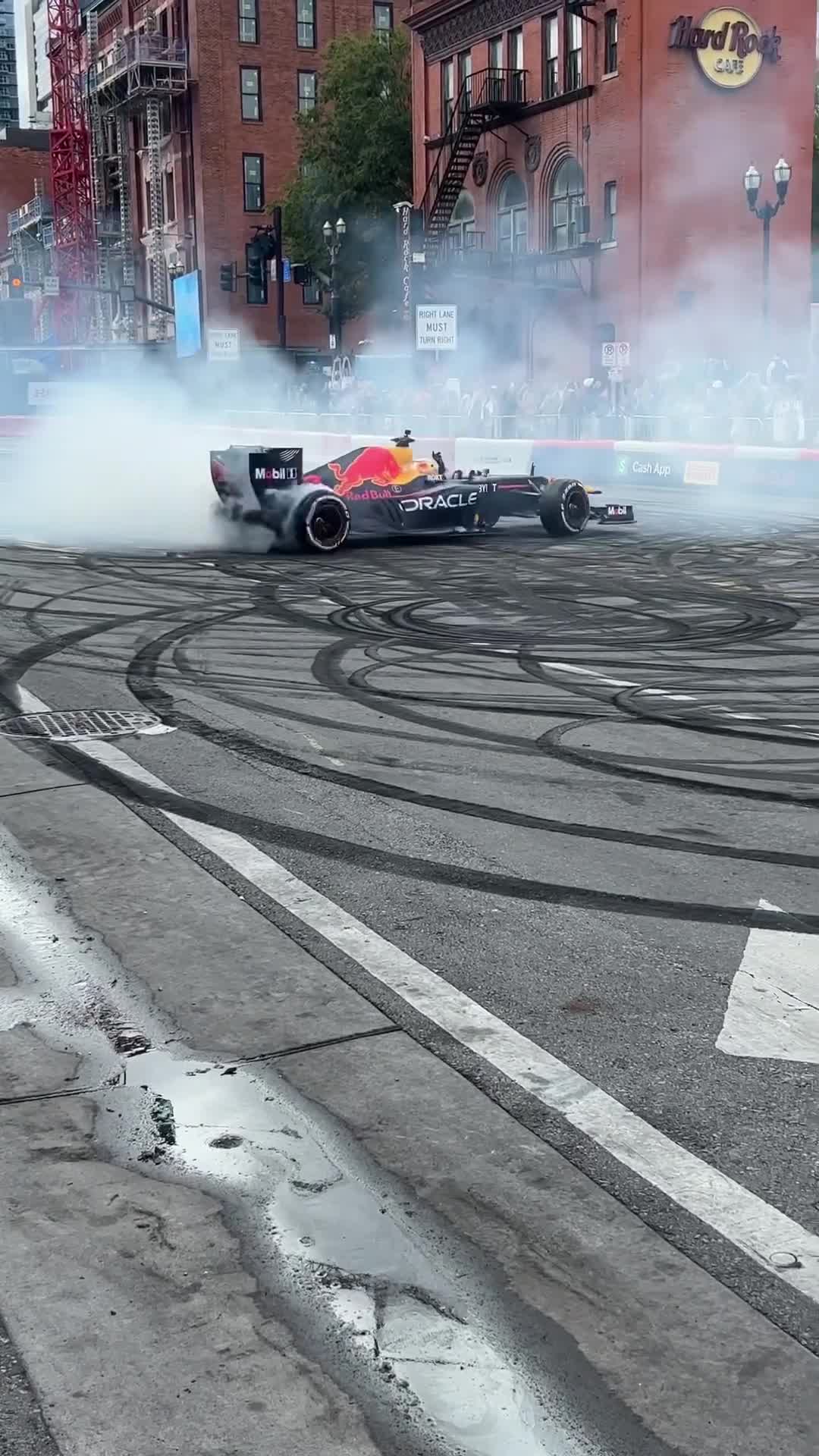 F1 car does donuts in Nashville 🤯 #f1 #redbull #danielricciardo