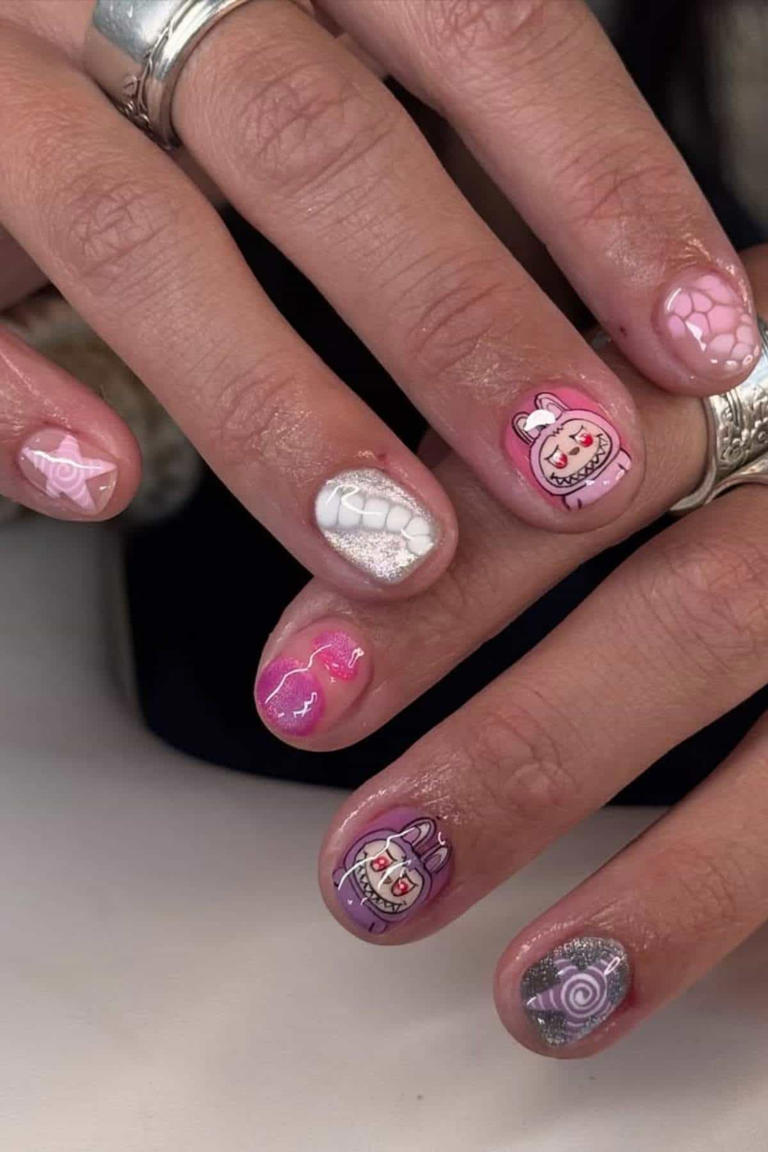 50 cute Labubu nail ideas fans are obsessed with right now