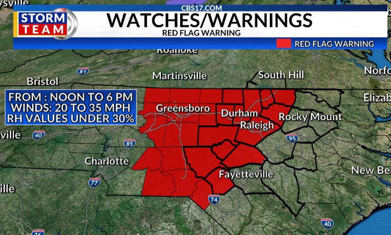 'Textbook fire weather': Parts of central North Carolina under Red Flag ...