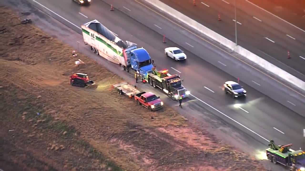 Semi-trailer crash causing backups on westbound I-40 near I-240
