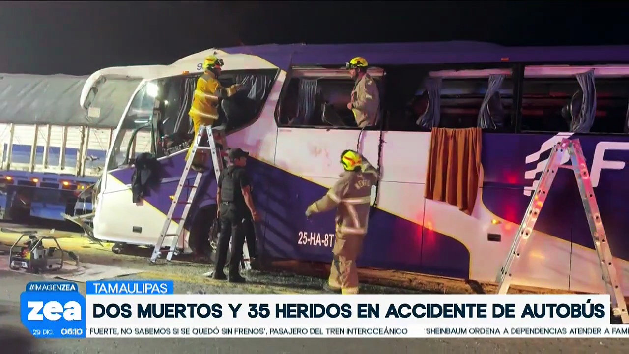 Accidente de autobús de pasajeros deja a dos mujeres sin vida en Tamaulipas