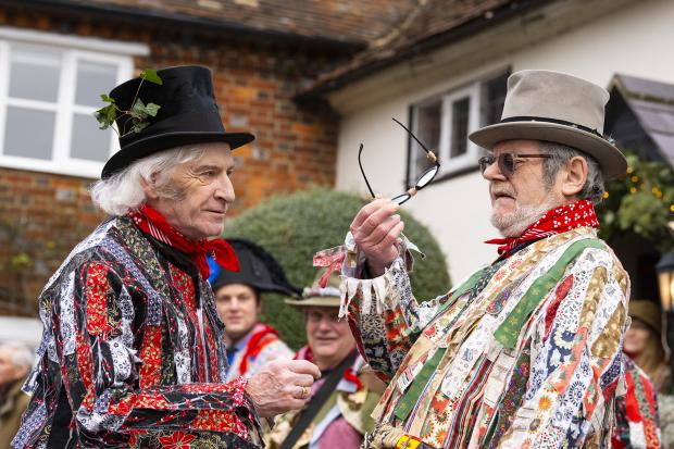Traditional mummers play is performed for villagers