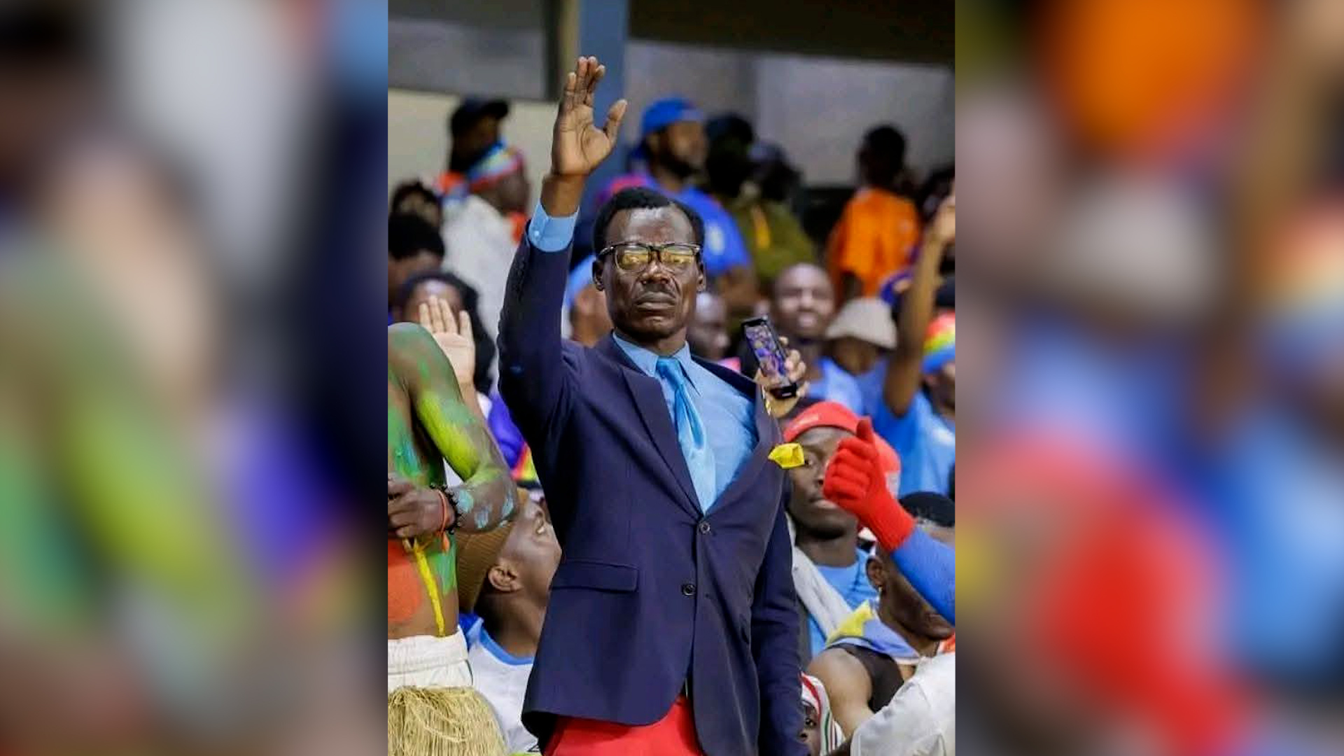 DR Congo fan holds 'Lumumba pose' for full AFCON match