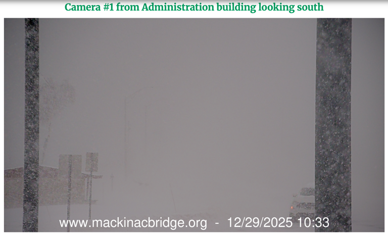 Heavy snow makes Mackinac Bridge disappear. See weather on Dec. 29