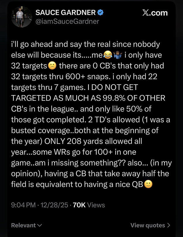 NFL star bites back at critics in wild late-night social media post