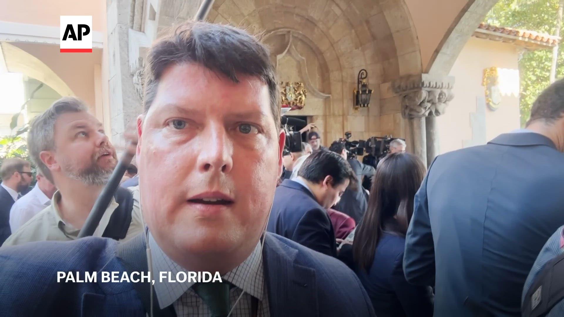 AP reporter shows the scene outside Mar-a-Lago as Netanyahu arrives to ...