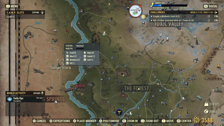 Starlight Drive-In location in Fallout 76