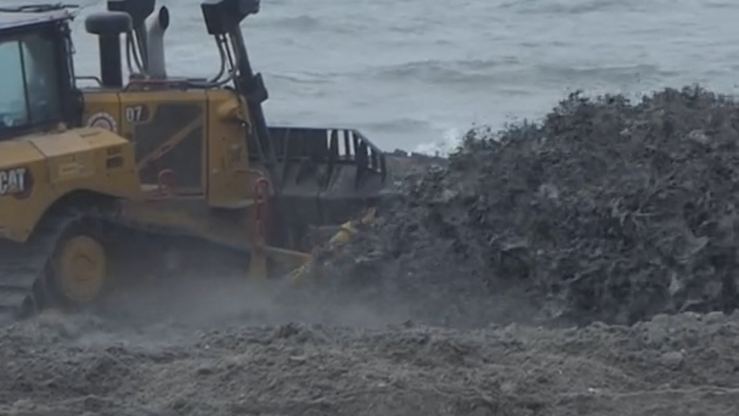 Watch as sand is pumped onto the shore in North Myrtle Beach, SC