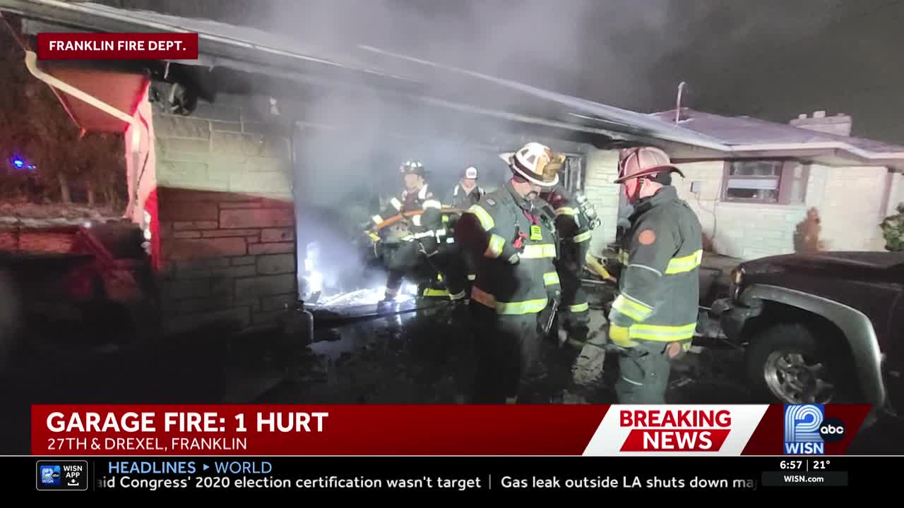 Firefighters battle cold, wind during overnight garage fire in Franklin