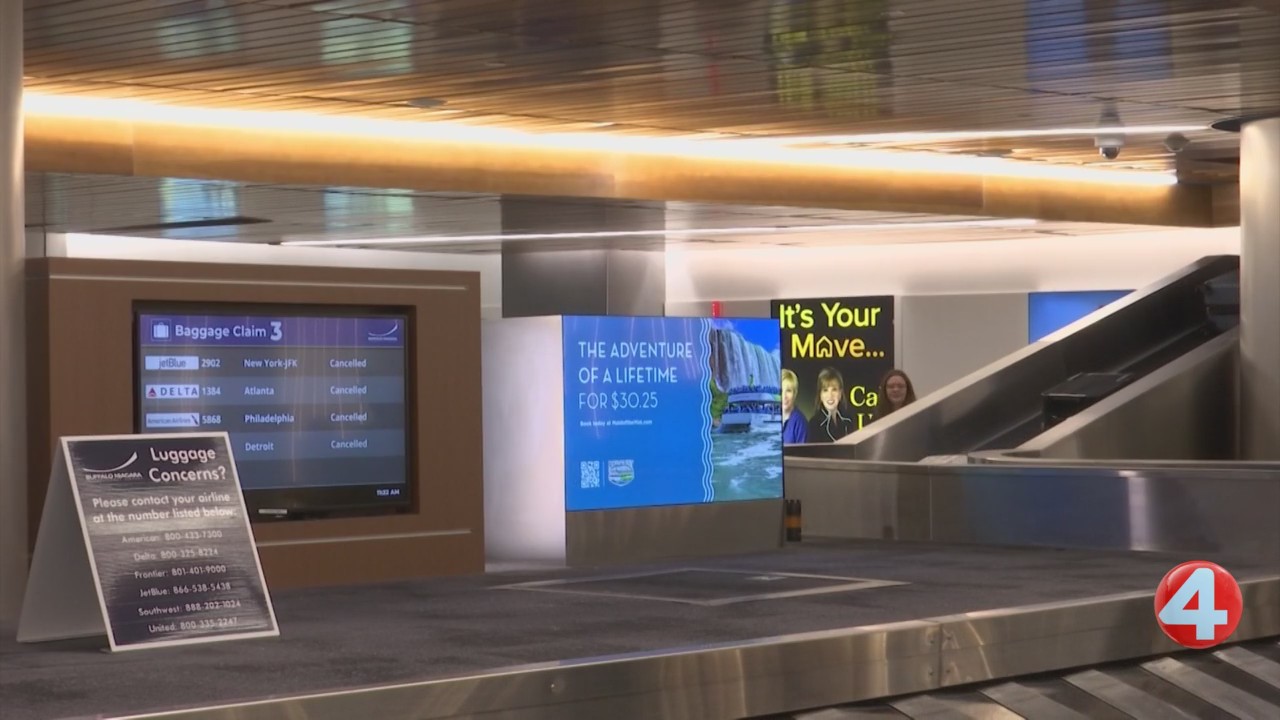 Flights delayed, canceled by winds and snow