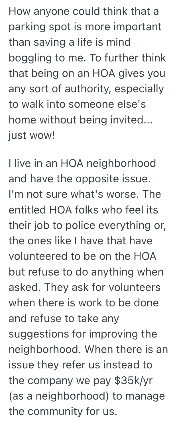 HOA board member screamed at a paramedic over an assigned parking spot ...