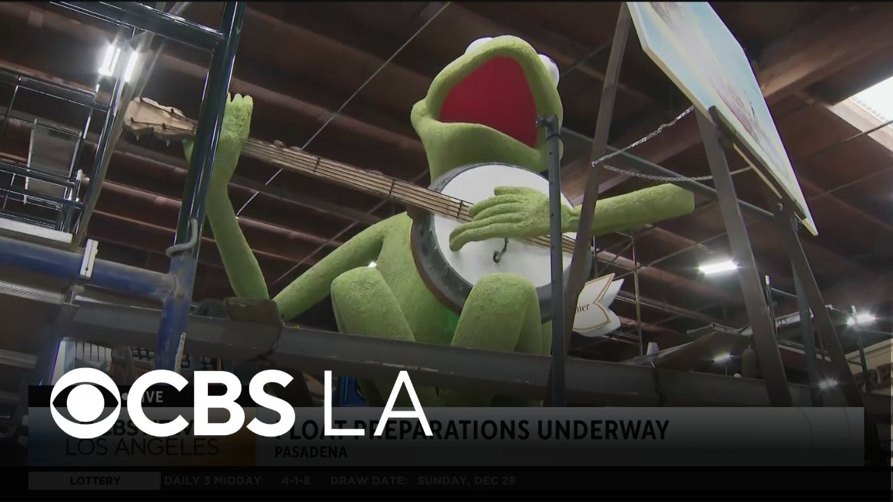 Rose Parade floats getting ready for the big event