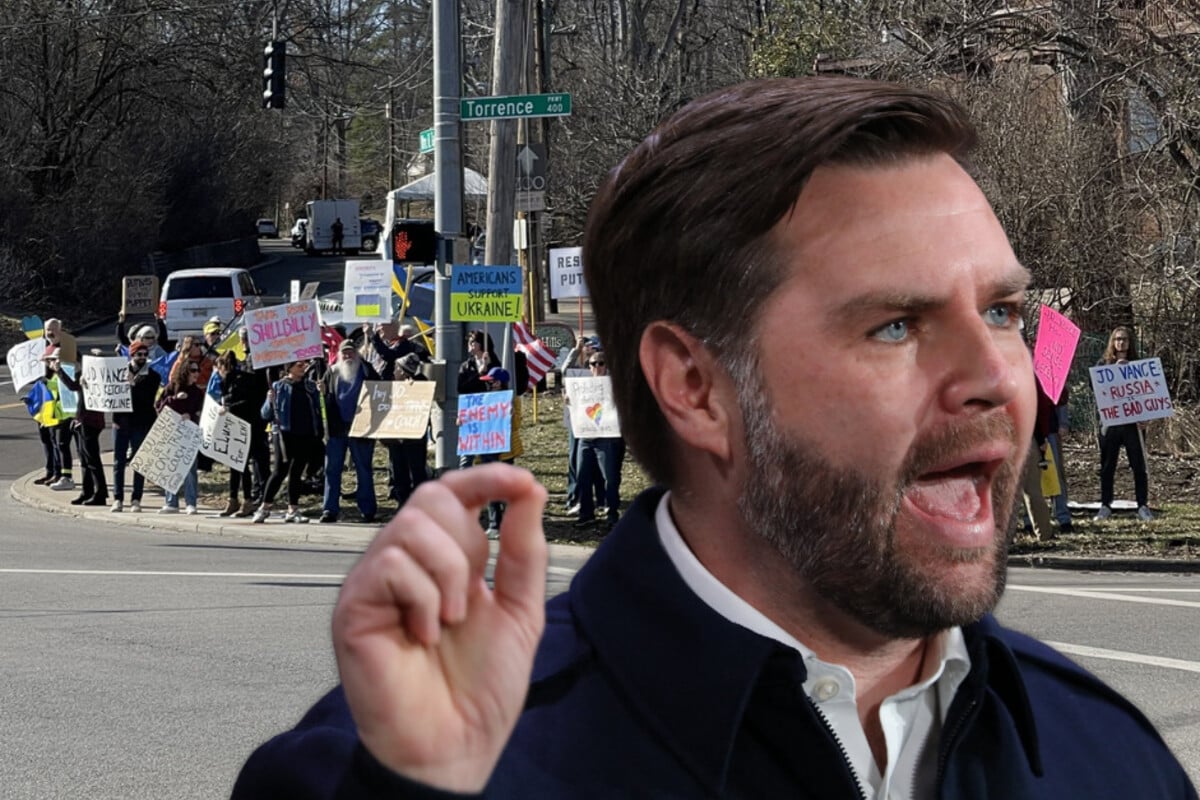JD Vance claims pro-Ukraine protesters chased him and his "scared ...
