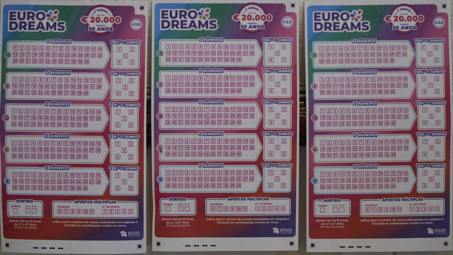 EuroDreams sem vencedores, mas saíram prémios de 357€ em Portugal