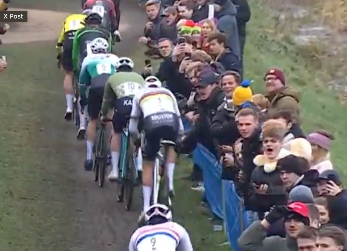 Van der Poel survives spectator swiping at handlebars, denies unlucky ...