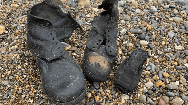 Hundreds of Victorian shoes have washed up on a British beach