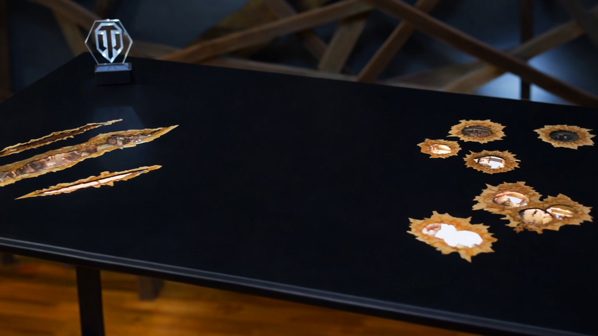 Epoxy table made from Soviet electronics