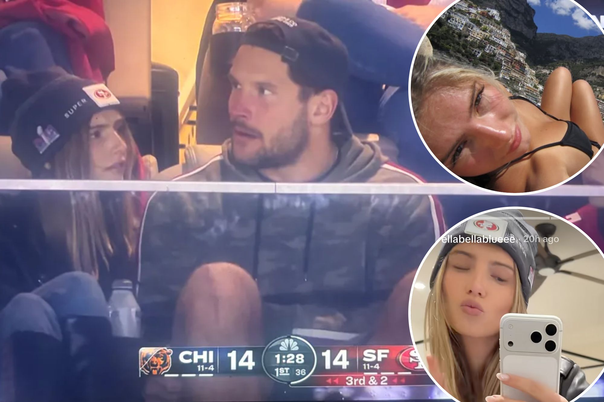 Nick Bosa shown with model girlfriend Ella Ailiff during 49ers’ nail ...