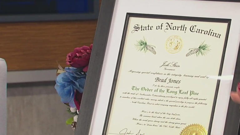 Watch: Brad Jones awarded the Order of the Long Leaf Pine