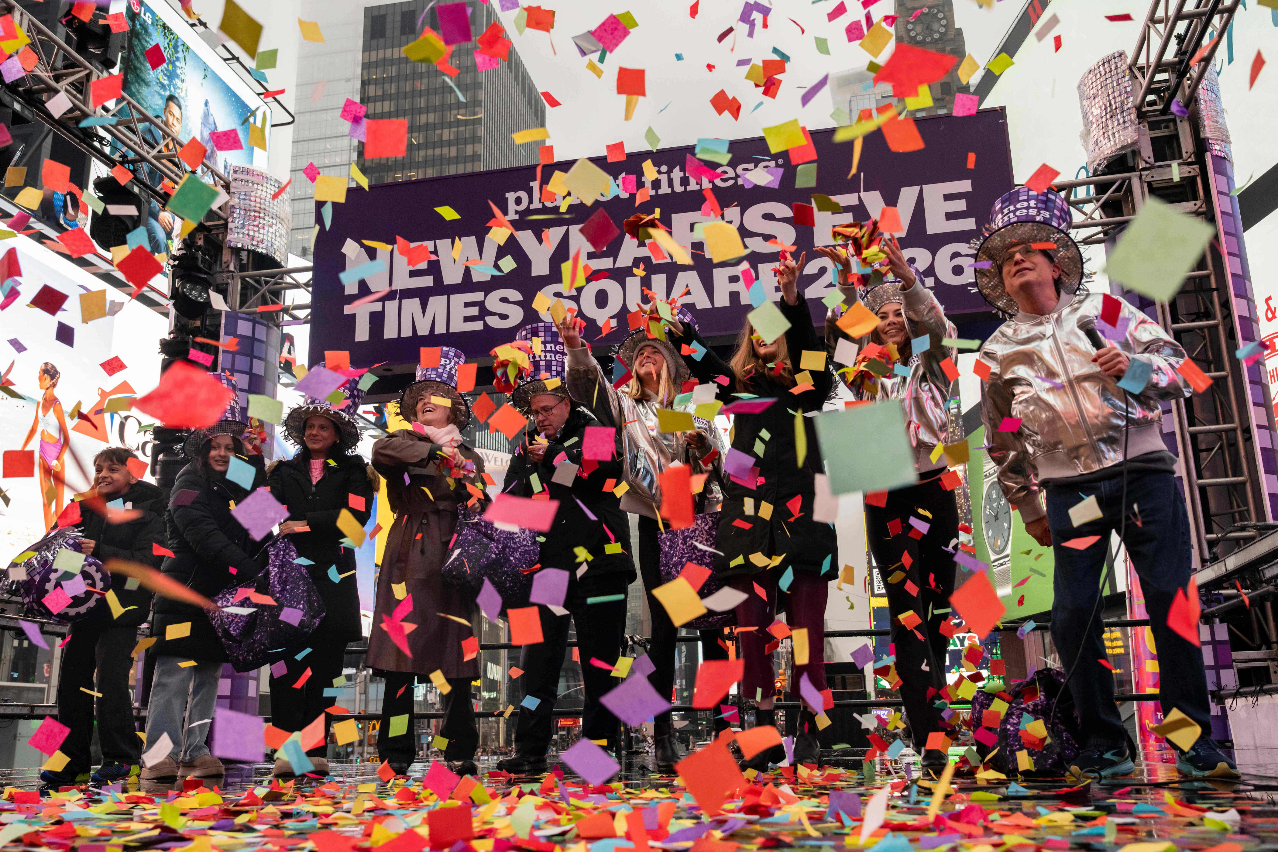 Times Square organizers test confetti ahead of New Year's Eve celebration