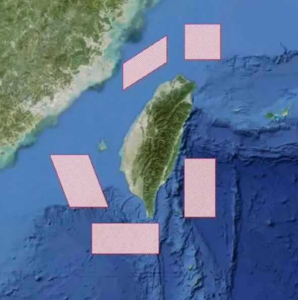 Chilling map shows China's blockade around Taiwan as island on 'high alert'