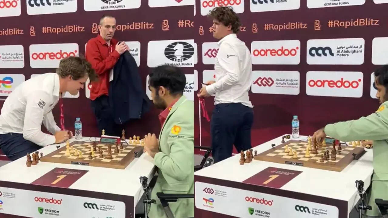 Watch: Magnus Carlsen slams table again after loss to India’s Arjun Erigaisi at World Blitz ...