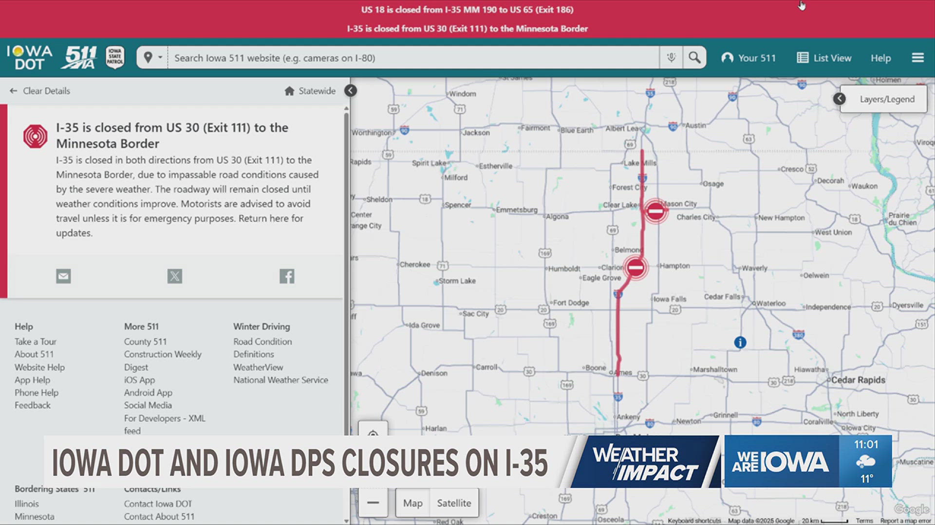 I-35 to reopen after being closed from Ames into Minnesota