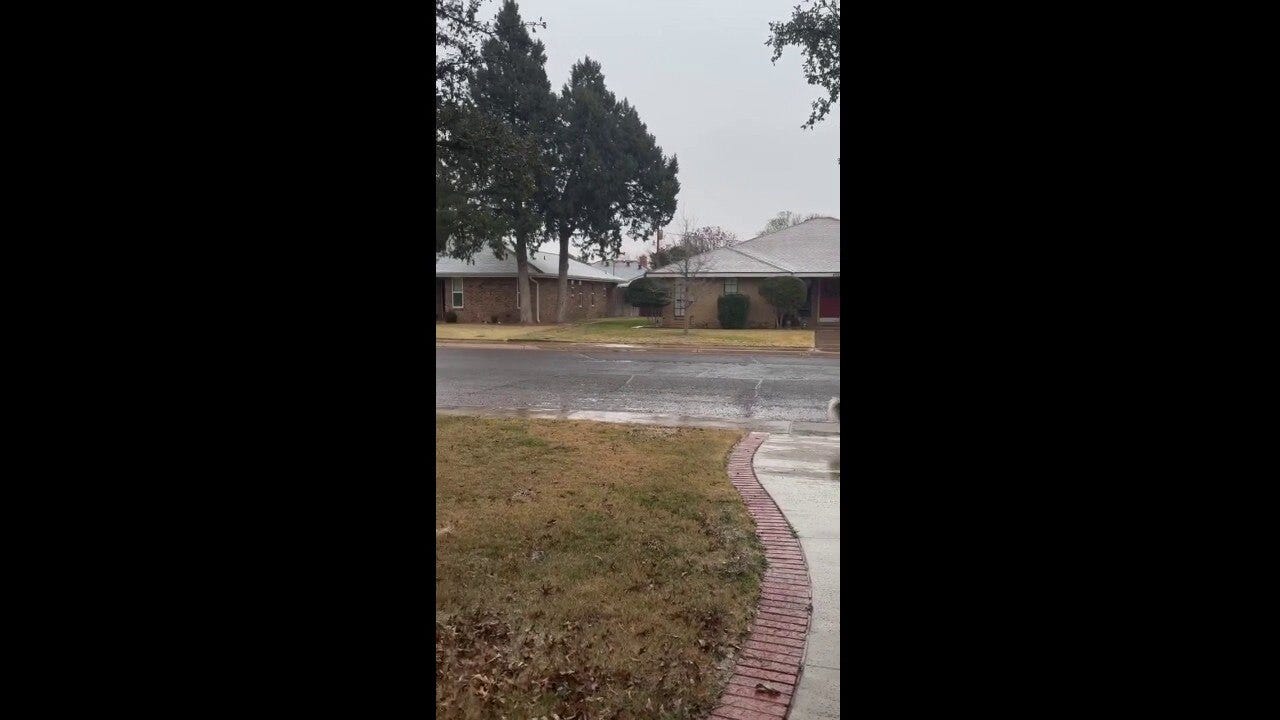 Sleet falls in Midland, Texas