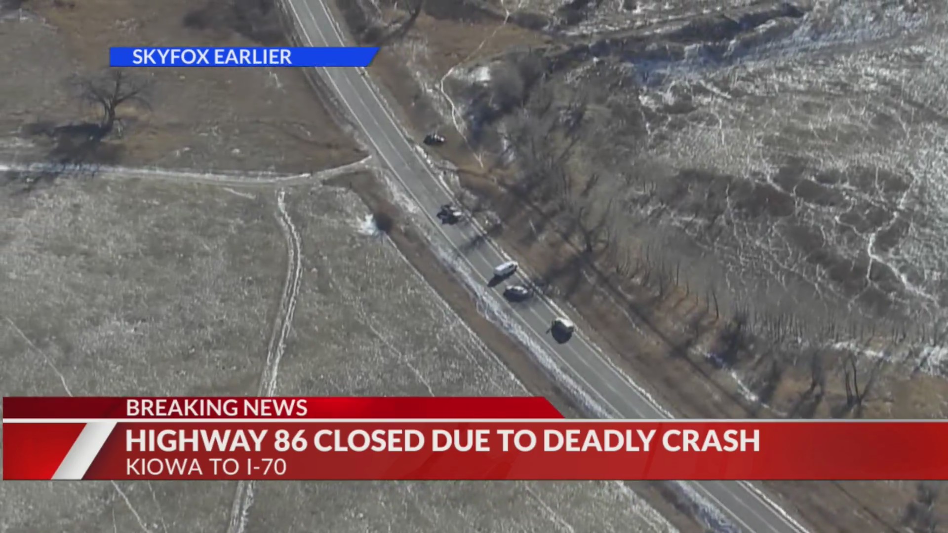 1 dead in crash near Kiowa, Highway 86 closed