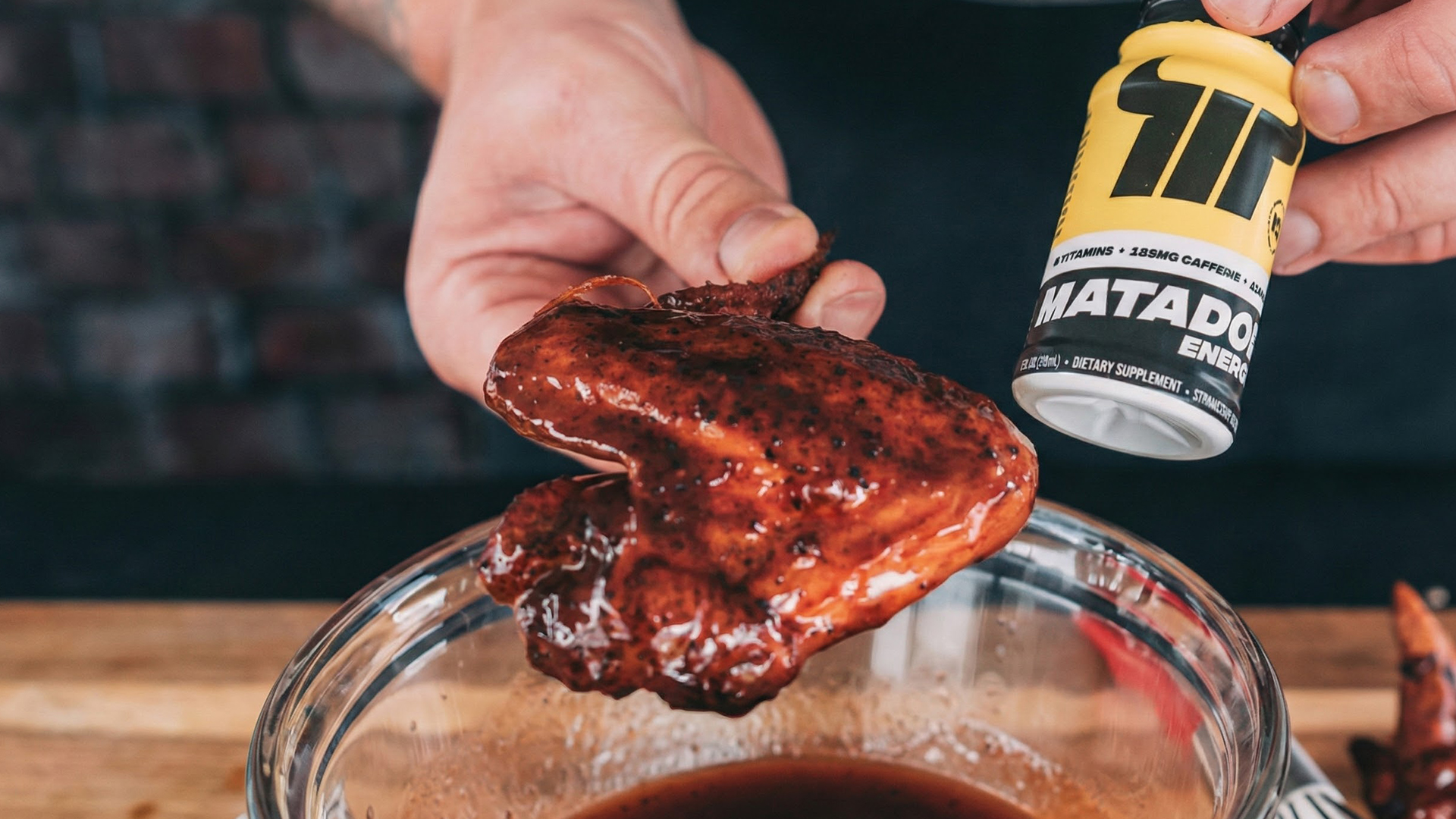 I used Danny Duncan's Matador energy shot to make chicken wings