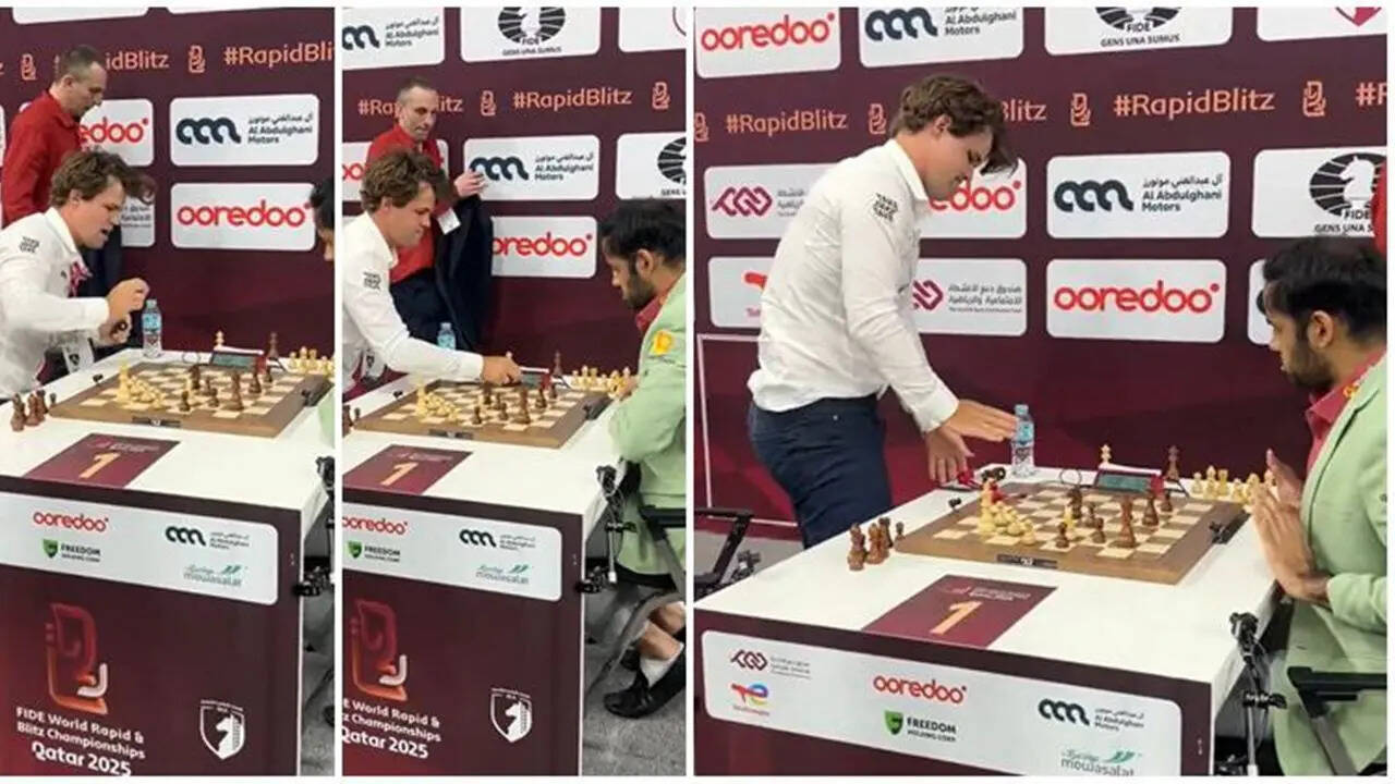Magnus Carlsen shaken, slams table again after Arjun Erigaisi stuns him ...