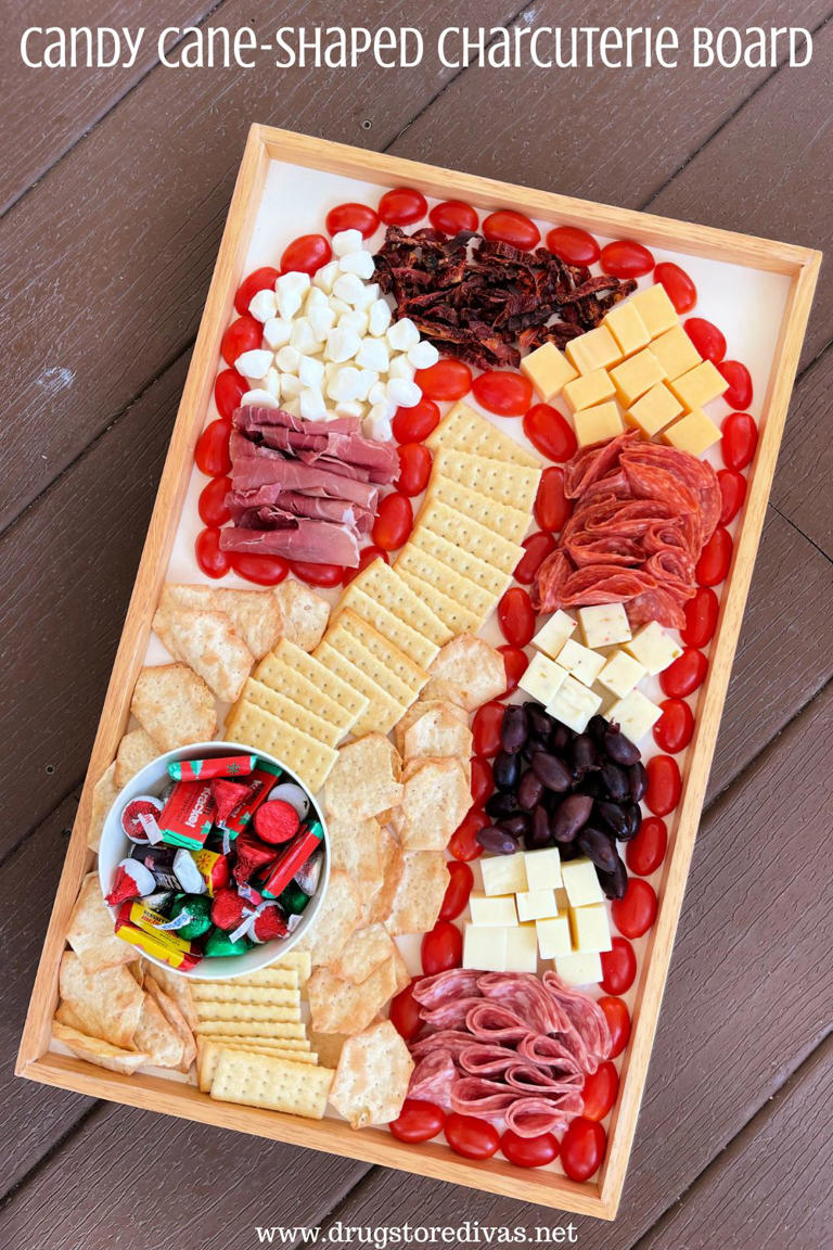 Candy cane-shaped charcuterie board recipe
